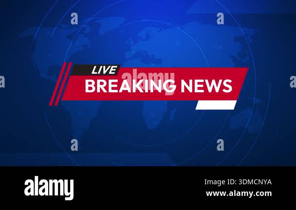 Live Breaking News broadcasting concept 4k animation with blue backdrop ...