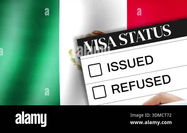 Mexican visa status animation with flag background for travel ...