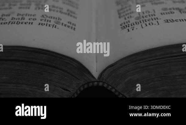Monochrome Open Book Pages Antique Printed Text, High Contrast Film ...