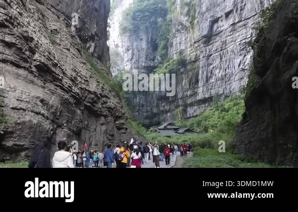 Chongqing, China-4 Nov 2025: Tourists visit to Three Natural Bridges at ...
