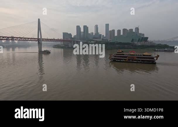 Chongqing, China- 2 Nov 2025: Overview of Qiansimen bridge where it ...