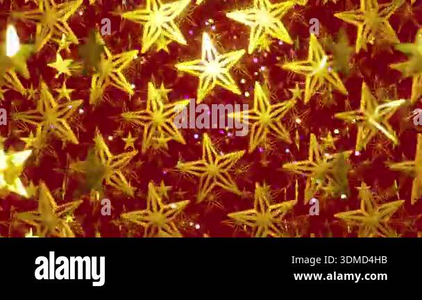 Golden Starlight On A Red Background, A dazzling 3D rendered image of ...
