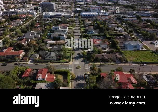 High angle aerial view of Los Angeles California showing residential ...