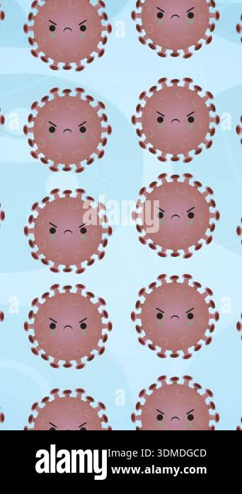 Animation of virus cells over medical icons. flu, sickness, virus and ...