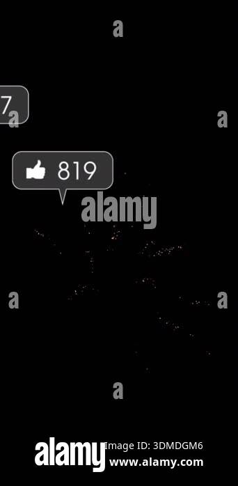Social media notifications animation over black background. alerts ...