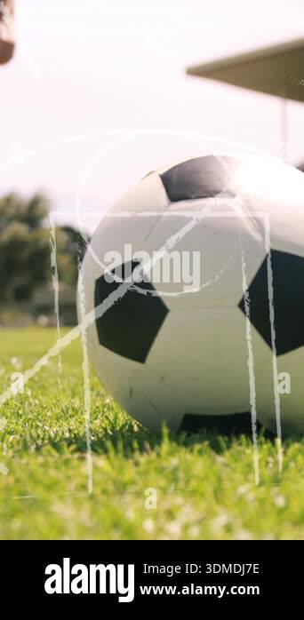 Animation of game plan over football player and ball. Global sport and ...