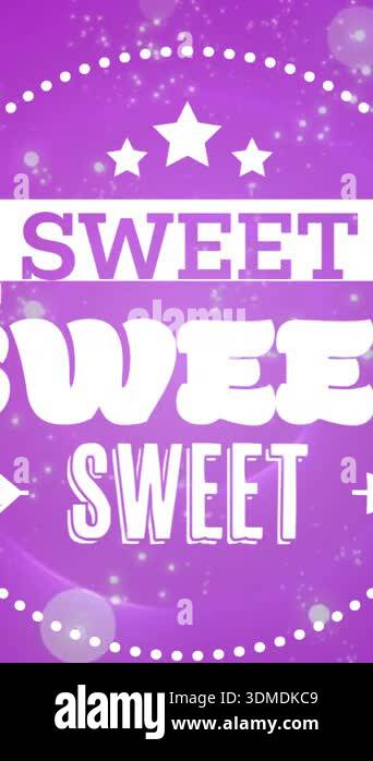Animation of sweet texts in circle over illuminated lens flares against ...