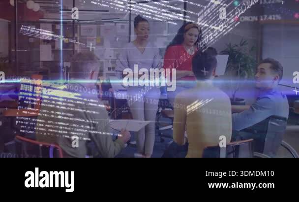Two women standing behind team initiating code overlay and showing ...