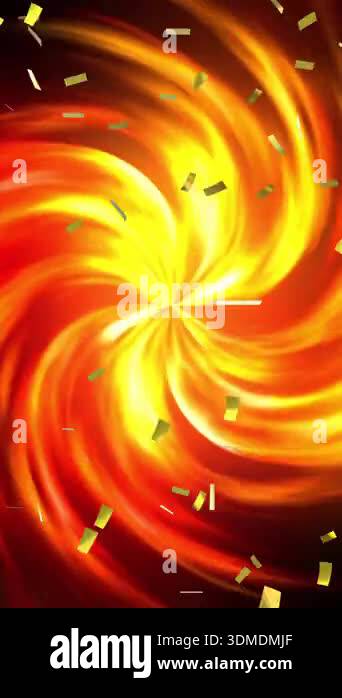 Swirling fiery vortex animation with glowing yellow and red colors ...