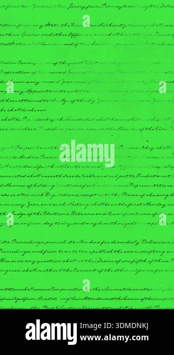 Digital animation of written constitution of the United States moving ...