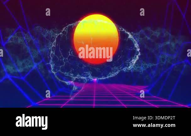 red dot intensifying into glowing sphere, electric ring swirling and ...