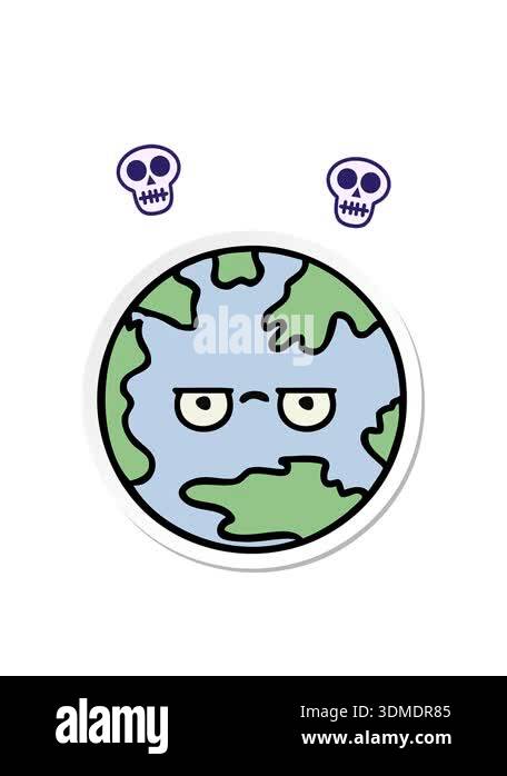 spinning skulls animation of sticker of a cute cartoon planet earth ...