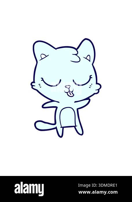 neon light effect animation of cute cartoon cat illustration Stock ...