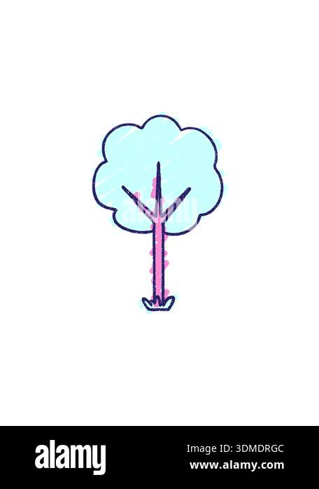radioactive glowing animation of cartoon Tree Chalk illustration Stock ...