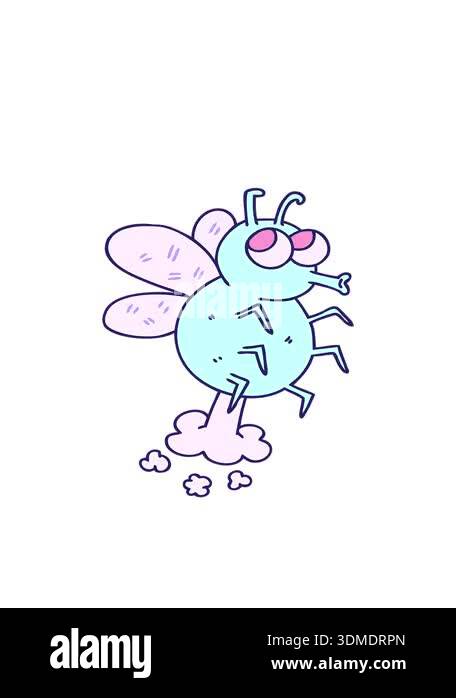 bobbing motion animation of hand drawn quirky cartoon fly Stock Video ...