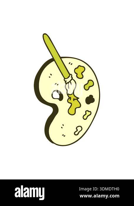 changing color animation of hand drawn quirky cartoon art pallette ...