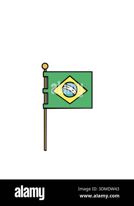 jumping motion animation of brazil national flag on pole Stock Video ...
