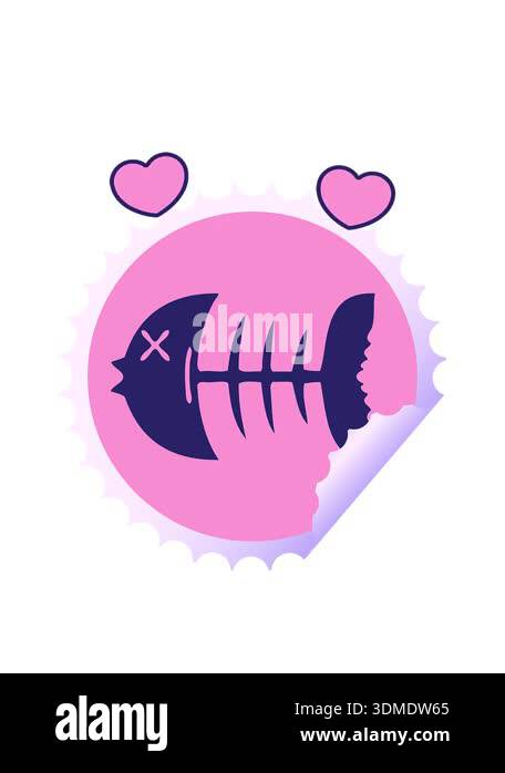 spinning hearts animation of circular peeling sticker quirky cartoon ...
