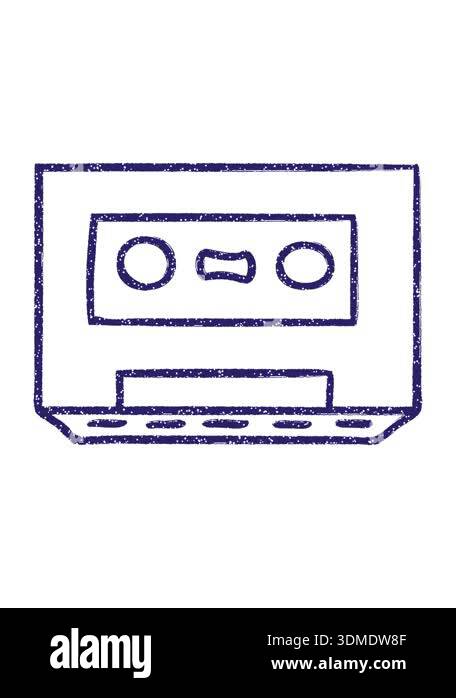 power up animation of Cassette Tape Charcoal Drawing Stock Video ...