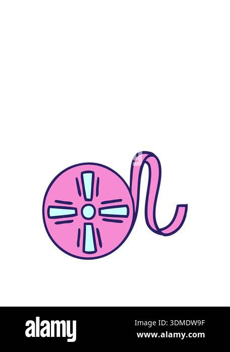 stretching up animation of cute cartoon of a movie roll Stock Video ...