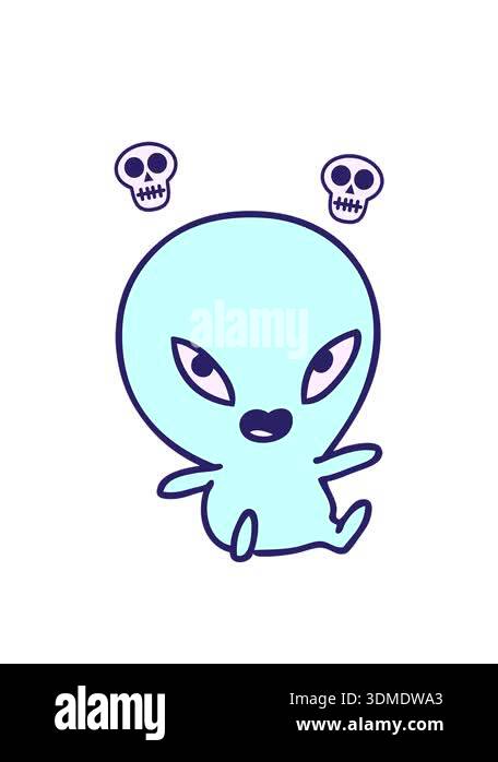 spinning skulls animation of cute cartoon of an alien Stock Video ...