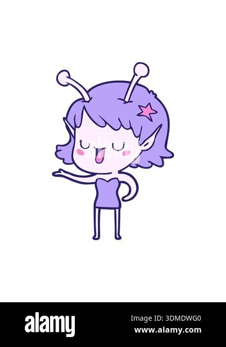 attention grabbing animation of happy alien girl cartoon laughing Stock ...