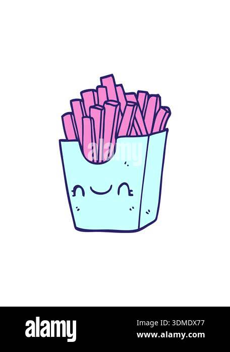 starburst effect animation of cartoon fries in box Stock Video Footage ...