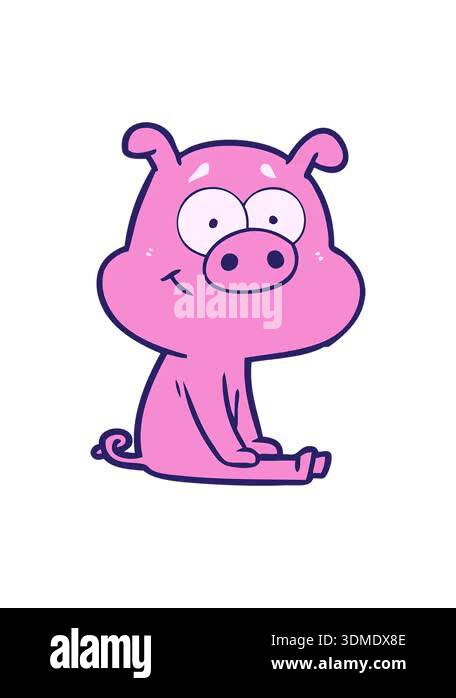 bob and pause animation of happy cartoon pig sitting Stock Video ...