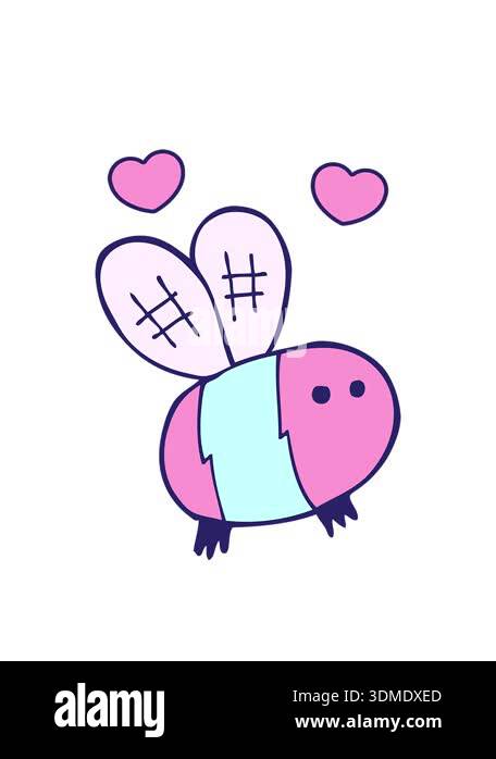 spinning hearts animation of a happy buzzing bee design Stock Video ...