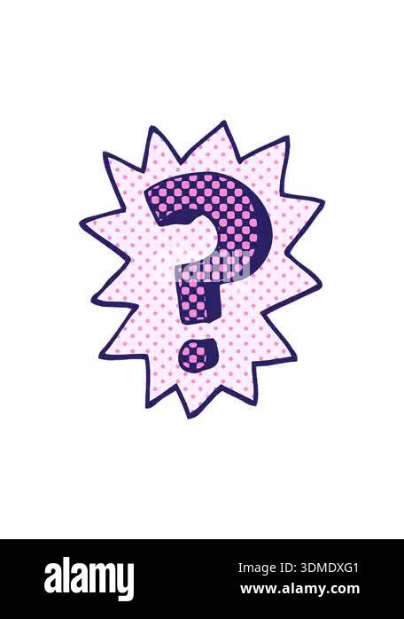 spinning motion animation of comic book style cartoon question mark ...