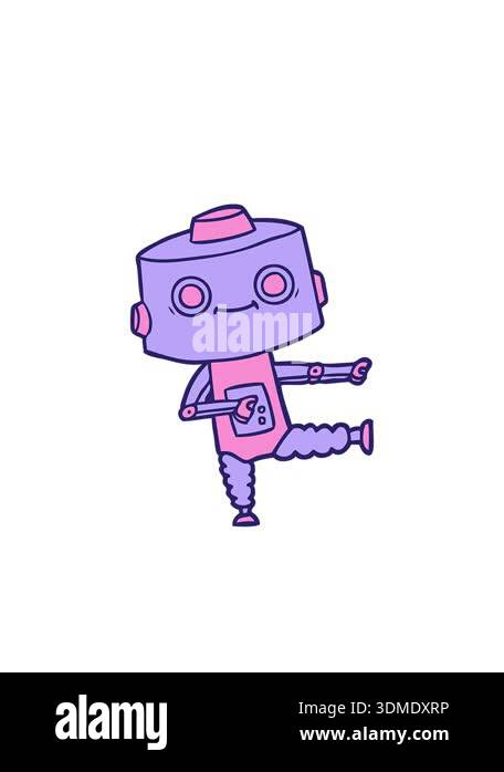 blinking radial lines animation of cartoon android character Stock ...