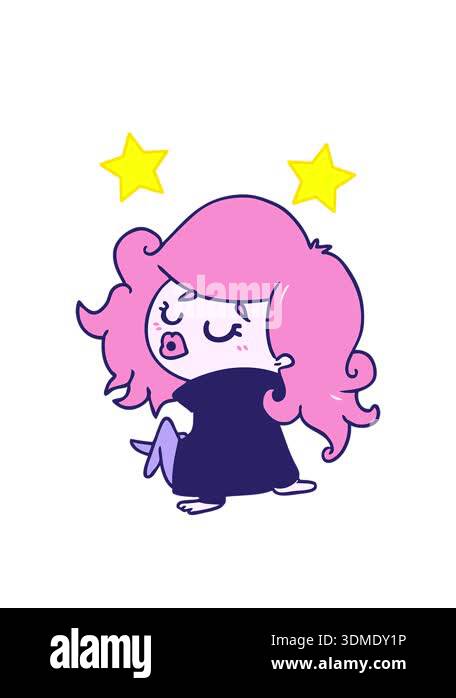 spinning stars animation of a freehand drawn cartoon of cute kawaii ...