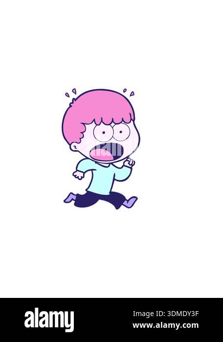 horizontally vibrating animation of cartoon shocked man running away ...