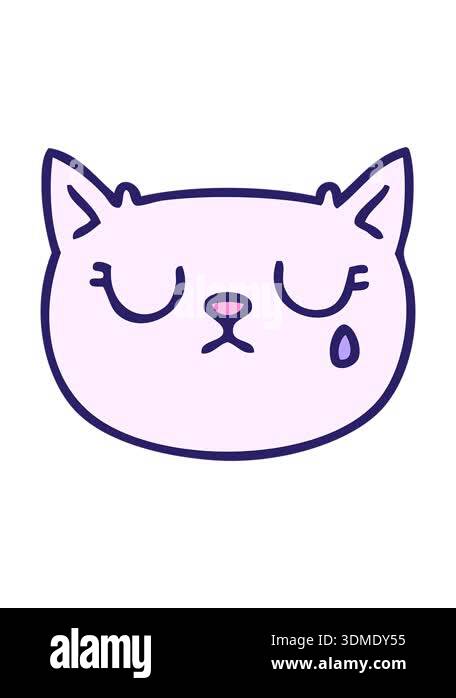 shine light effect animation of hand drawn quirky cartoon crying cat ...