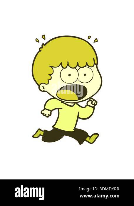changing color animation of cartoon shocked man running away Stock ...