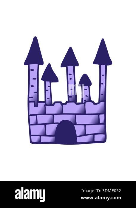 jiggle and pause animation of cartoon doodle traditional castle Stock ...