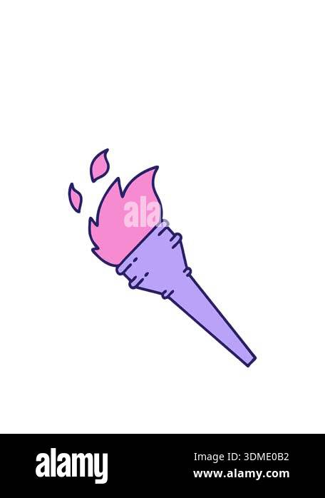 stretching up animation of iconic tattoo style of a lit torch Stock ...