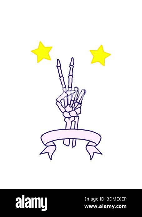 spinning stars animation of traditional tattoo with banner of a ...