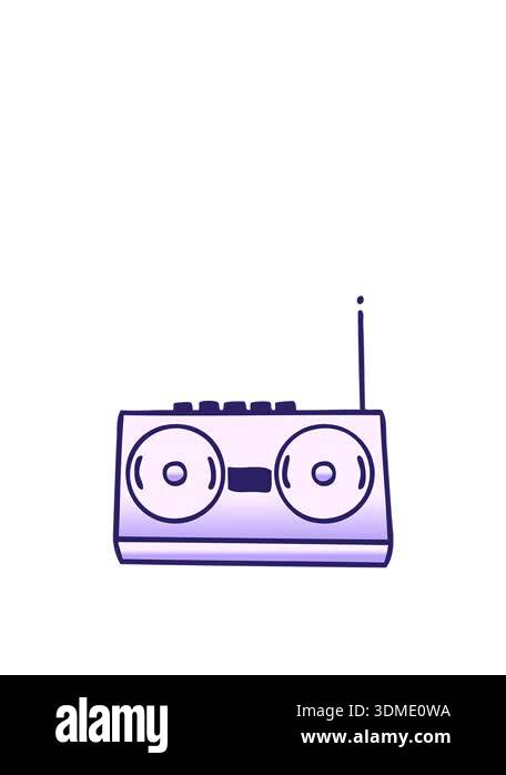 jumping motion animation of gradient shaded cartoon of a retro radio ...