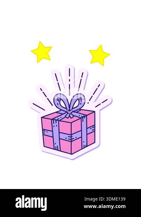 spinning stars animation of cartoon tattoo style christmas present ...