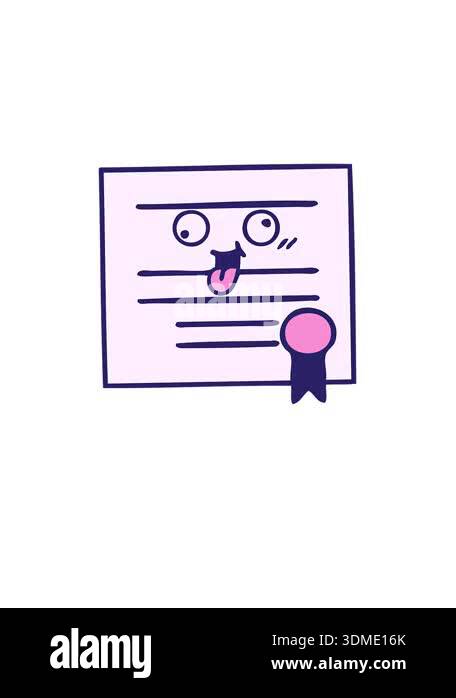 rise and float animation of cute cartoon of official graduation diploma ...