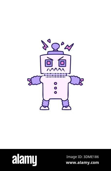 starburst effect animation of hand drawn quirky cartoon robot Stock ...