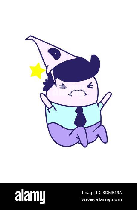 twinkling stars effect animation of Hand drawn cartoon kawaii man in ...