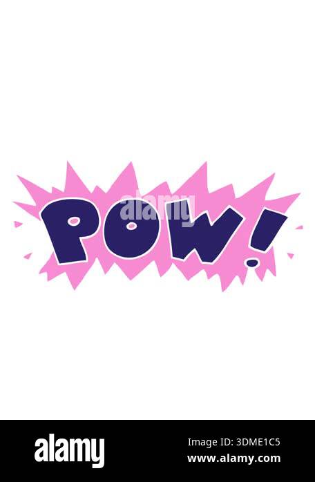 bobbing motion animation of cartoon doodle word pow Stock Video Footage ...