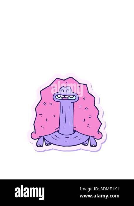 stretching up animation of sticker of a funny cartoon turtle Stock ...