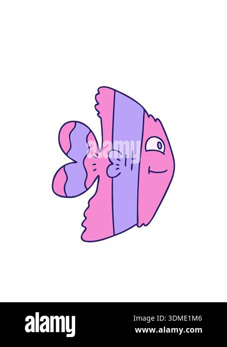 blinking radial lines animation of handdrawn quirky cartoon fish Stock ...