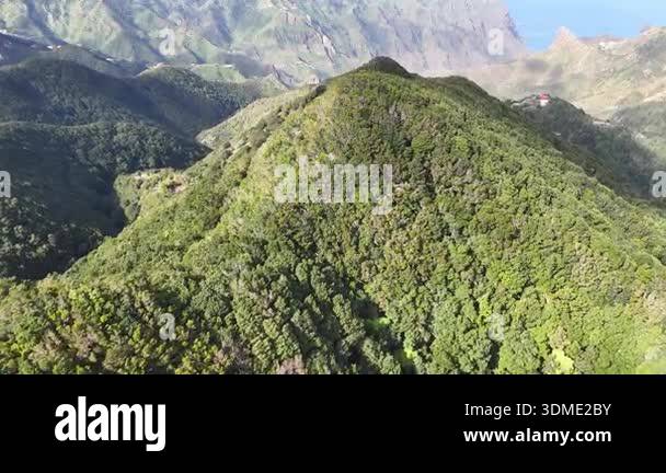 Aerial view of lush green mountain landscape showcasing gradual ...
