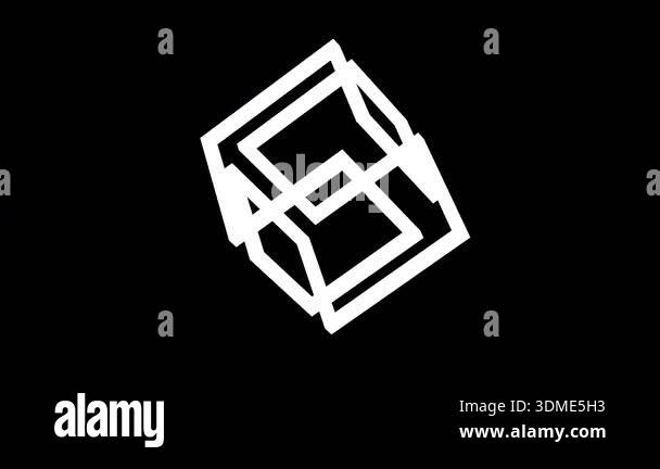 Abstract 3D seamless animation of an interwoven square form. Minimalist ...