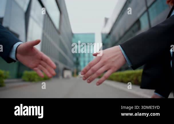 Formal handshake businessman shaking hands businesswoman close up ...