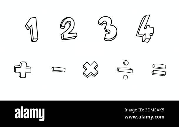 Colorful animated math numbers and symbols with playful hand drawn ...